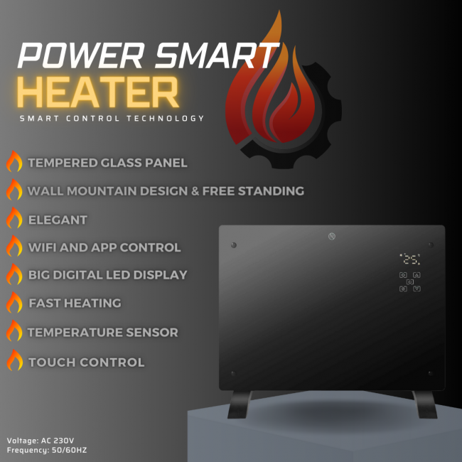 Power Smart Heater – Electric radiator with adjustable thermostat & timer